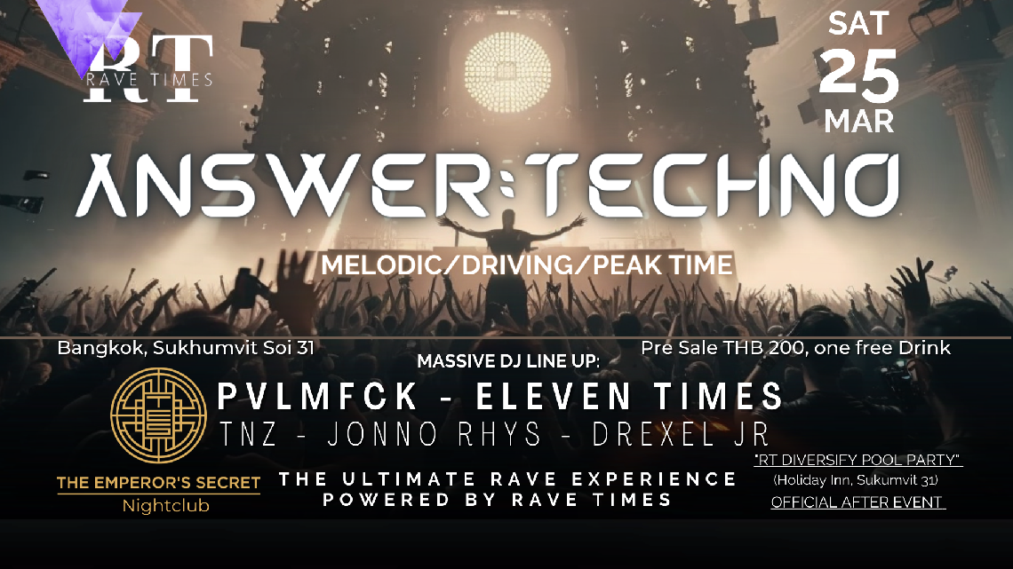 Megatix - Answer: Techno @The Emperor’s Secret Night-Club