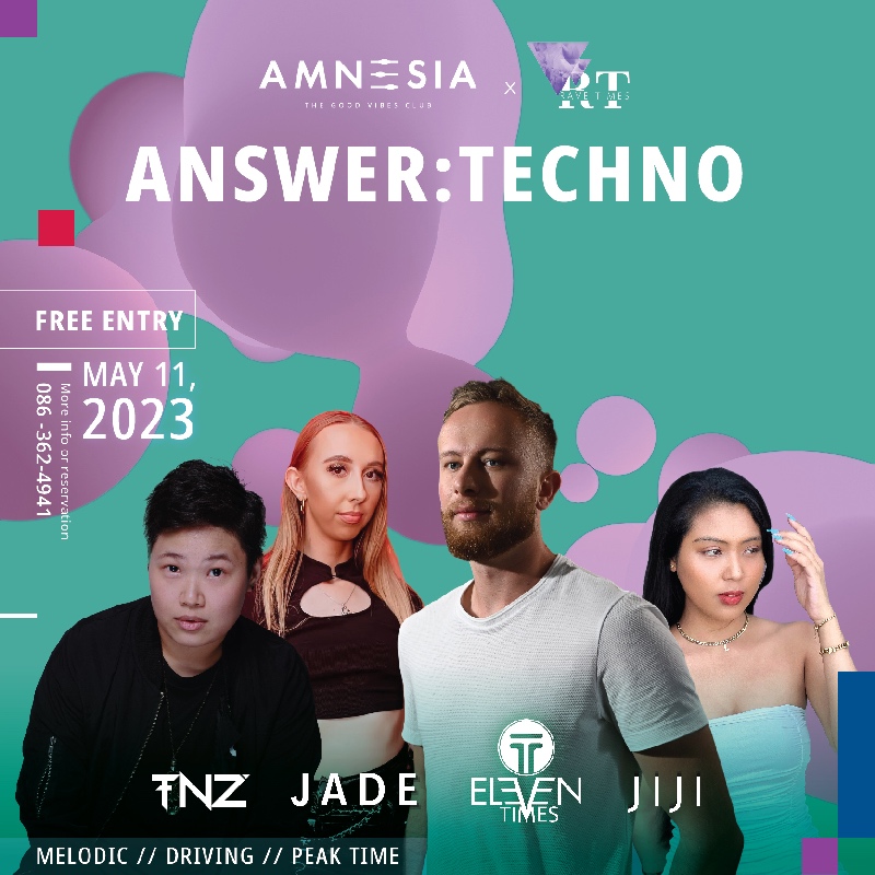 Megatix - Answer: Techno, AMNESIA Bar RCA (Free Entrance), by Rave Times