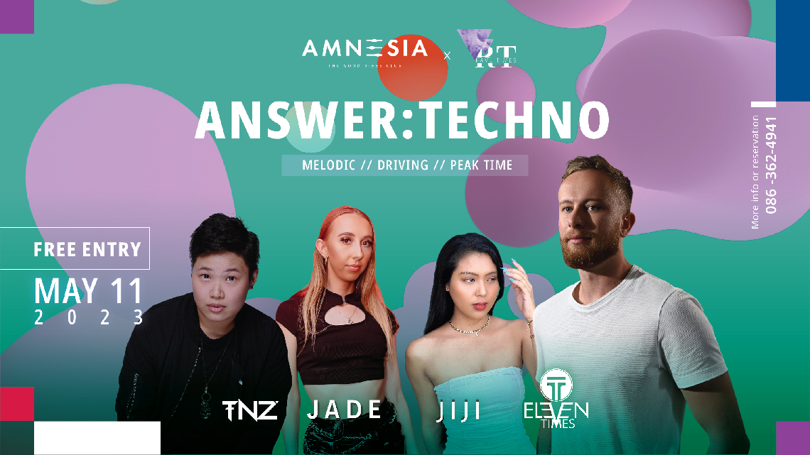 Megatix - Answer: Techno, AMNESIA Bar RCA (Free Entrance), by Rave Times