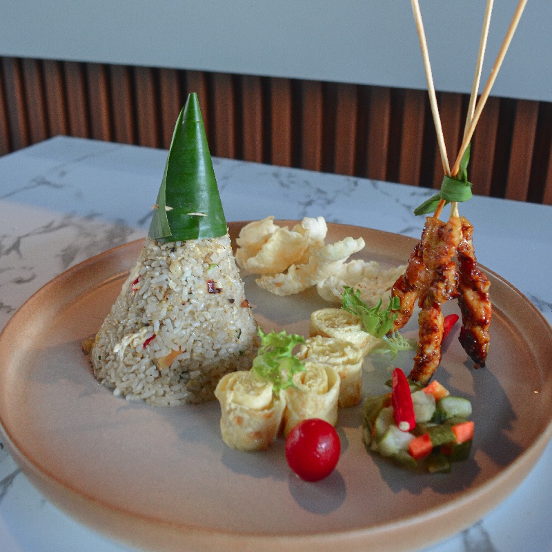Indonesia - Archipelago - Aromatic Ginger Fried Rice with Chicken Satay