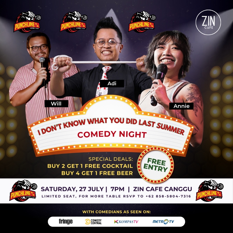 Megatix - FREE Stand Up Comedy Show at ZIN Canggu Bali with Punchline Plus Plus Comedy Club Bali