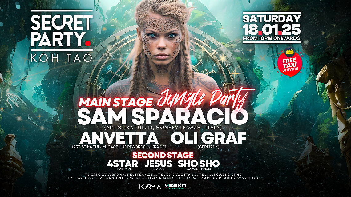 Megatix - SAM SPARACIO @Secret Party Koh Tao