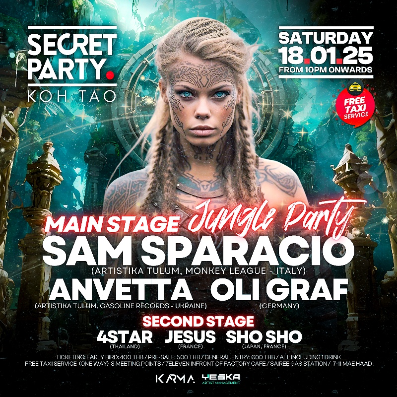 Megatix - SAM SPARACIO @Secret Party Koh Tao